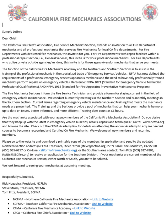 Dear Chief Letter – For Membership Renewal – CaliforniaFireMechanics ...
